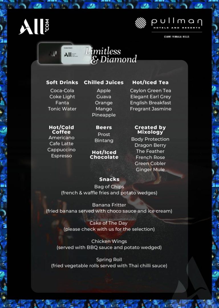 Accor Live Limitless Members Welcome Drink Menu